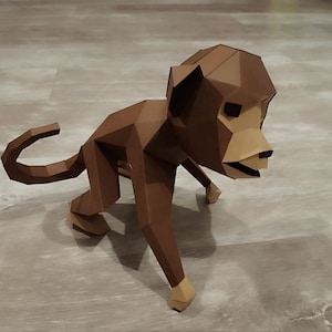 Papercraft 3d Monkey Digital Template, DIY Monkey Pattern, 3D Origami, Paper Monkey, Paper ...