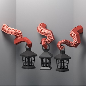Papercraft Halloween Lantern in Octopus Tentacle, Low Poly Lantern ...
