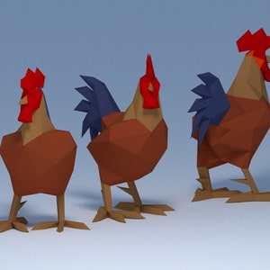 3d Papercraft Rooster PDF Template, DIY Rooster, 3D Origami, Paper Cock ...