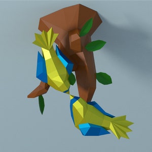 Papercraft 3D Birds on a Branch Template, SVG Bird Template, Origami ...