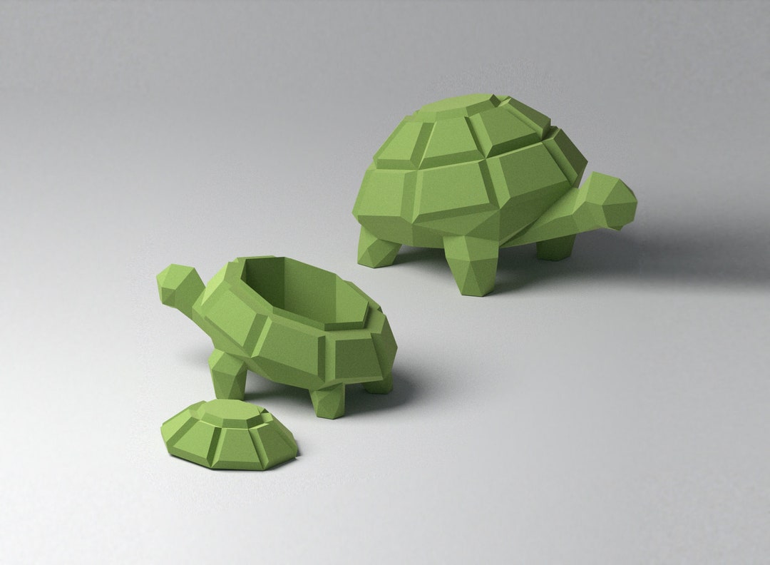 Papercraft 3d Turtle, Papercraft PDF Template for Turtle Box ...