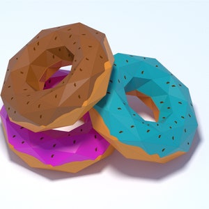 3D Papercraft Donut PDF Template, DIY Donut, Low Poly Paper Food, SVG ...