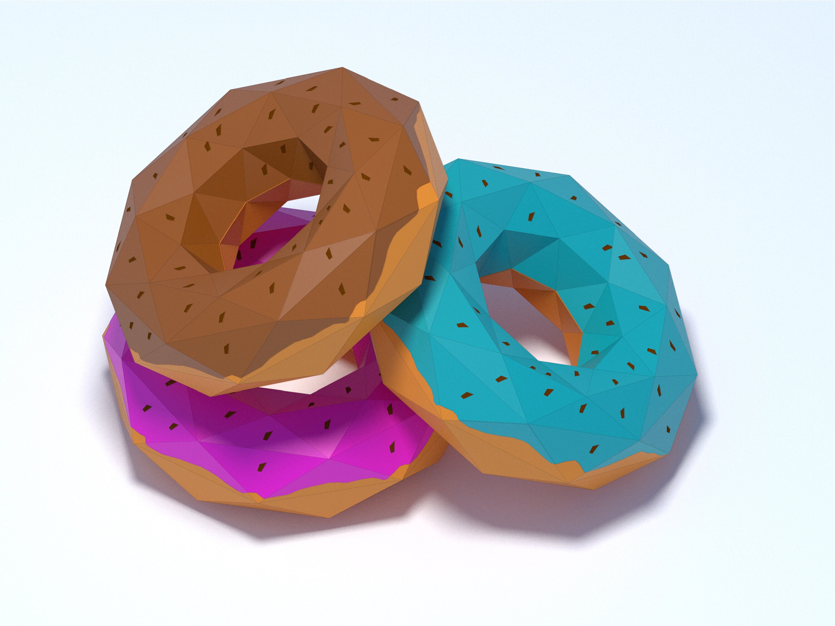 3D Papercraft Donut PDF Template, DIY Donut, Low Poly Paper Food, SVG ...