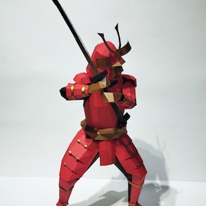 Papercraft 3d Samurai Warrior Figurine Digital PDF Template, Low Poly ...