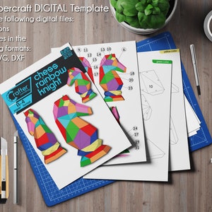 Papercraft 3D Chess Knight, PDF Template, 3D Origami Chess, Low Poly ...