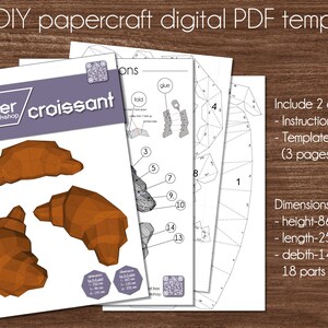 Papercraft Croissant, PDF Croissant Template, for DIY Croissant, 3D ...