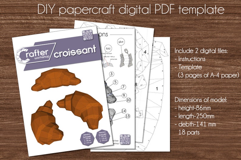 Papercraft Croissant PDF Croissant Template for DIY - Etsy
