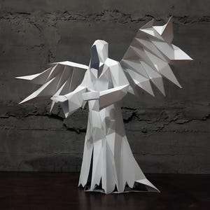 Papercraft Halloween Ghost With Wings, Low Poly Winged Angel Template ...