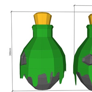 Papercraft Halloween Bottle With Potion, Low Poly Jar With Poison ...