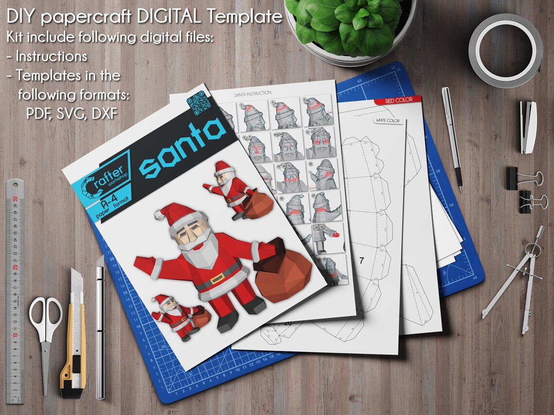 3D Papercraft Santa Snowman and Reindeer for Decorating the Christmas ...
