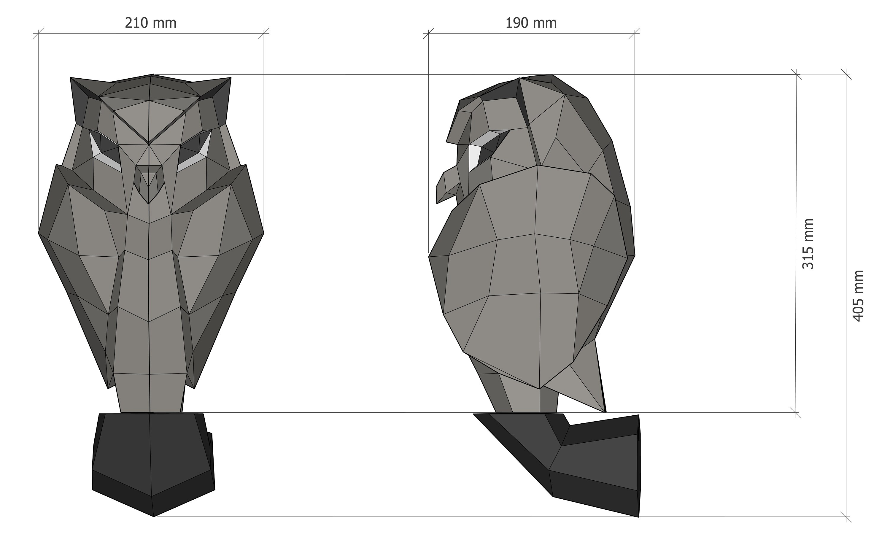 Papercraft 3d Low Poly Owl, Paper Owl Template, Paper Decoration, DIY ...