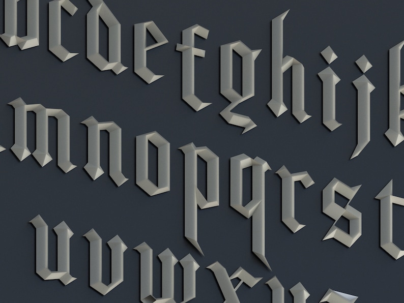 Papercraft 3D Letters Paper Gothic Alphabet Lowpoly Gothic - Etsy