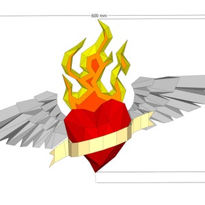 Papercraft Heart, Paper Winged Heart, Heart Template, PDF Heart With ...