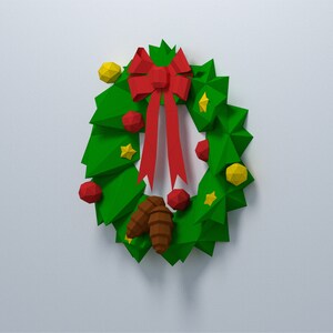 3d Papercraft Christmas Wreath, Pepakura Pdf, Svg Wreath Template, DIY ...