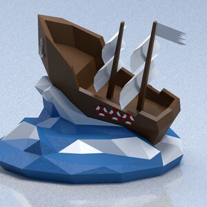 Papercraft Ship, PDF Svg Dxf Template for Paper Boat, Papercraft Boat ...