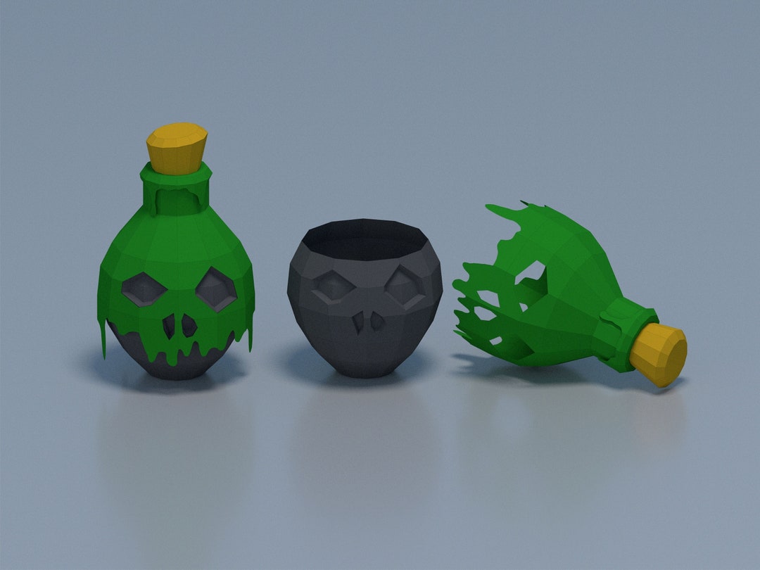 Papercraft Halloween Bottle With Potion, Low Poly Jar With Poison ...
