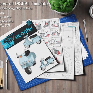 3d Papercraft Scooter, Pepakura Pdf, Svg Scooter Template, DIY ...
