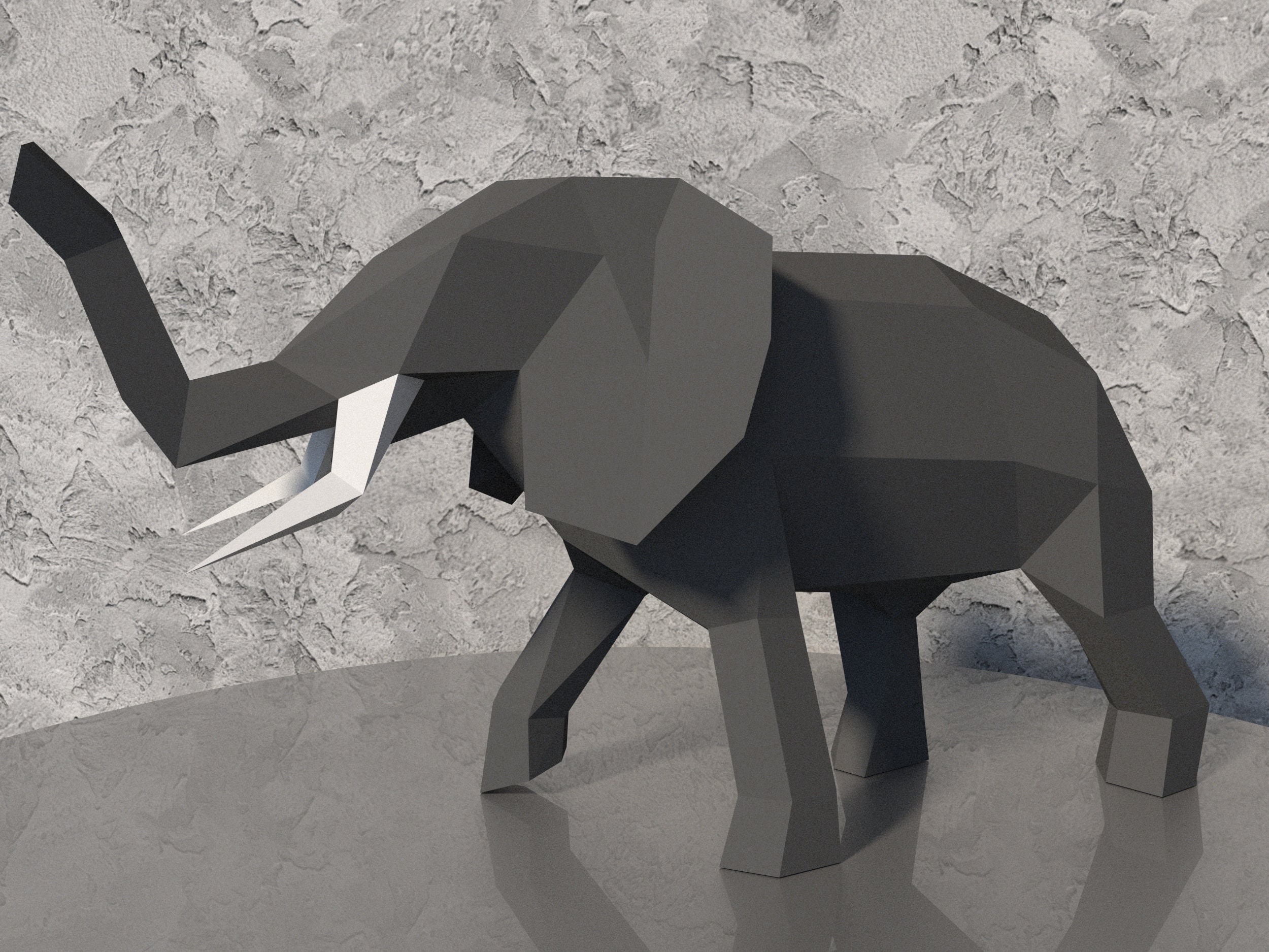 Lowpoly Papercraft Elephant PDF Template DIY 3D Origami - Etsy