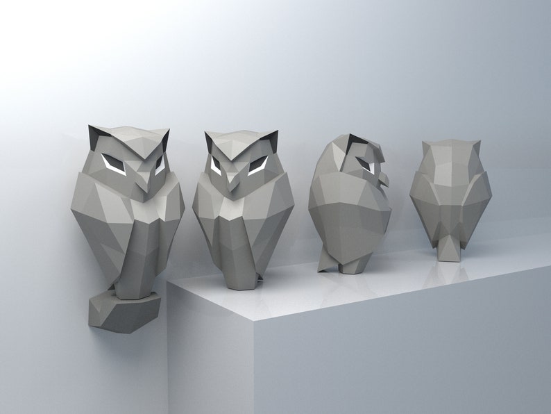 Papercraft 3d Low Poly Owl, Paper Owl Template, Paper Decoration, DIY ...
