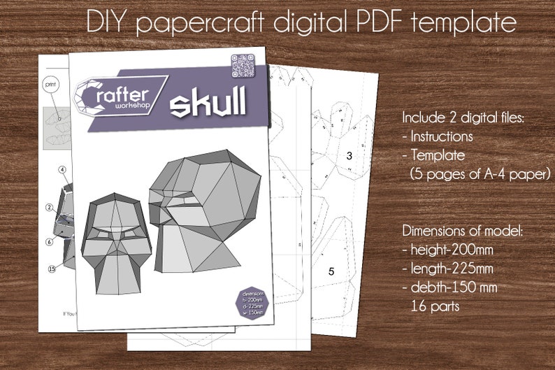 Skull Papercraft Template, 3D Paper Skull, DIY Halloween, Skull ...