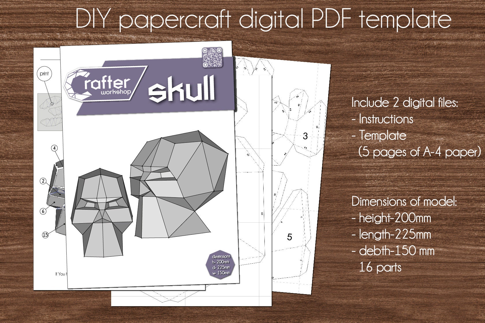 Skull Papercraft Template, 3D Paper Skull, DIY Halloween, Skull ...
