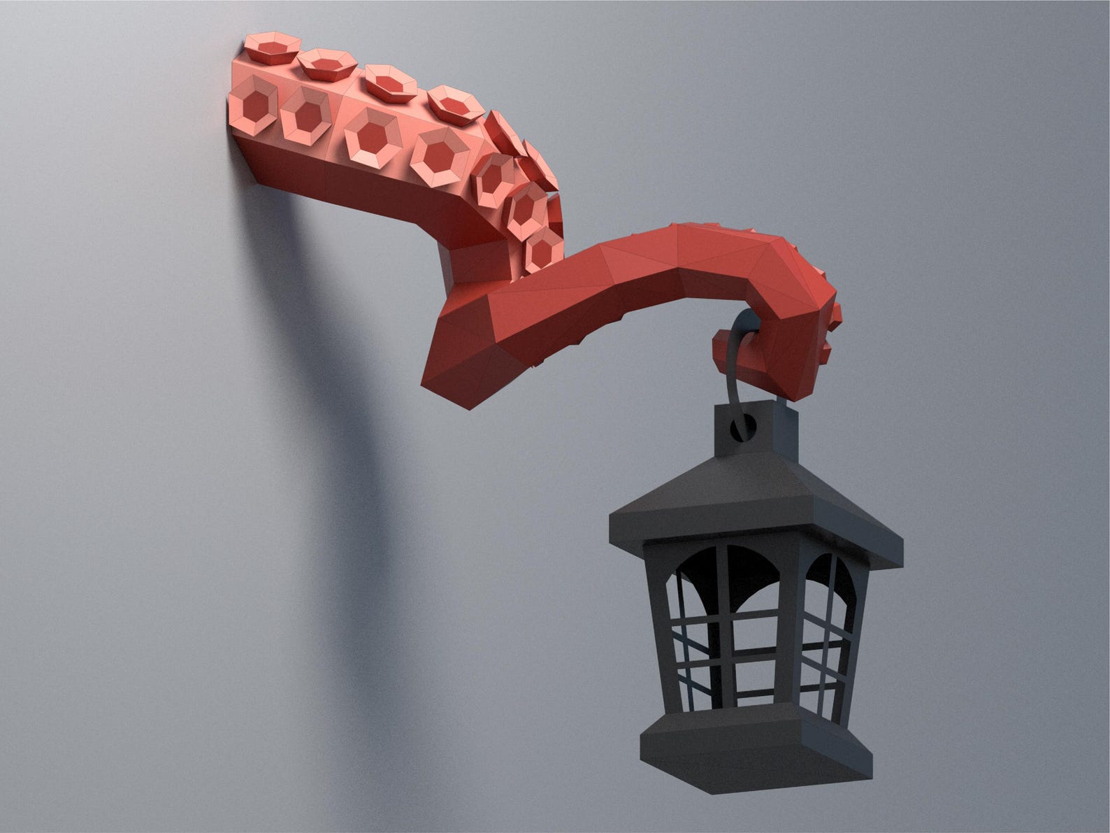 Papercraft Halloween Lantern in Octopus Tentacle, Low Poly Lantern ...