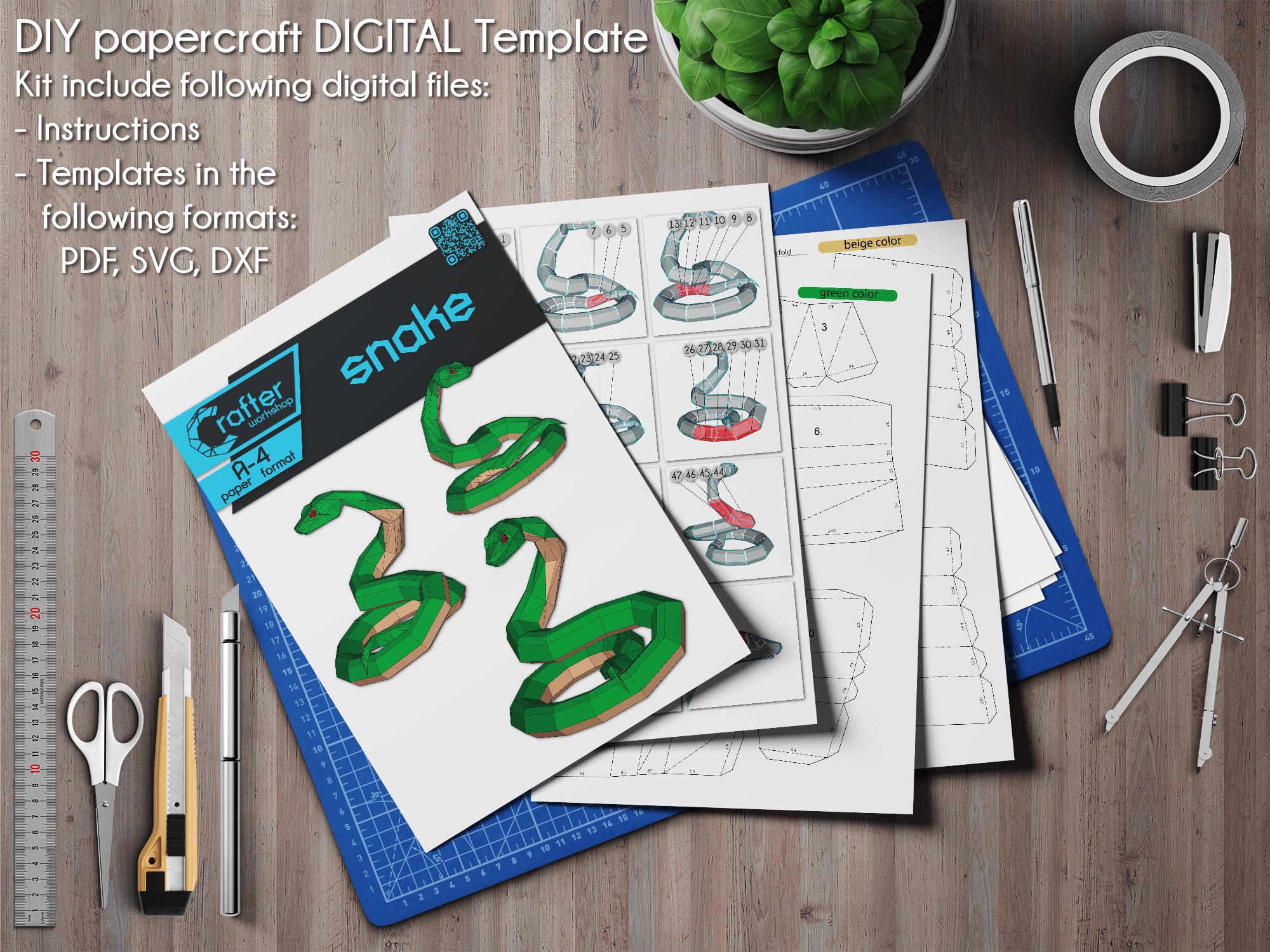 Papercraft Snake Digital PDF Template, DIY Paper Snake Template, New ...