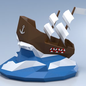 Papercraft Ship, PDF Svg Dxf Template for Paper Boat, Papercraft Boat ...