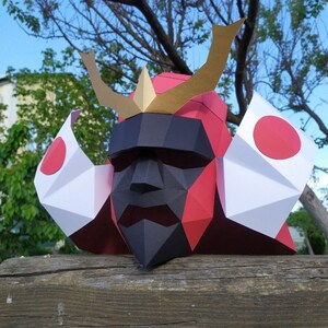 Papercraft 3d Samurai Helmet Mask PDF Digital Template, Low Poly Paper ...