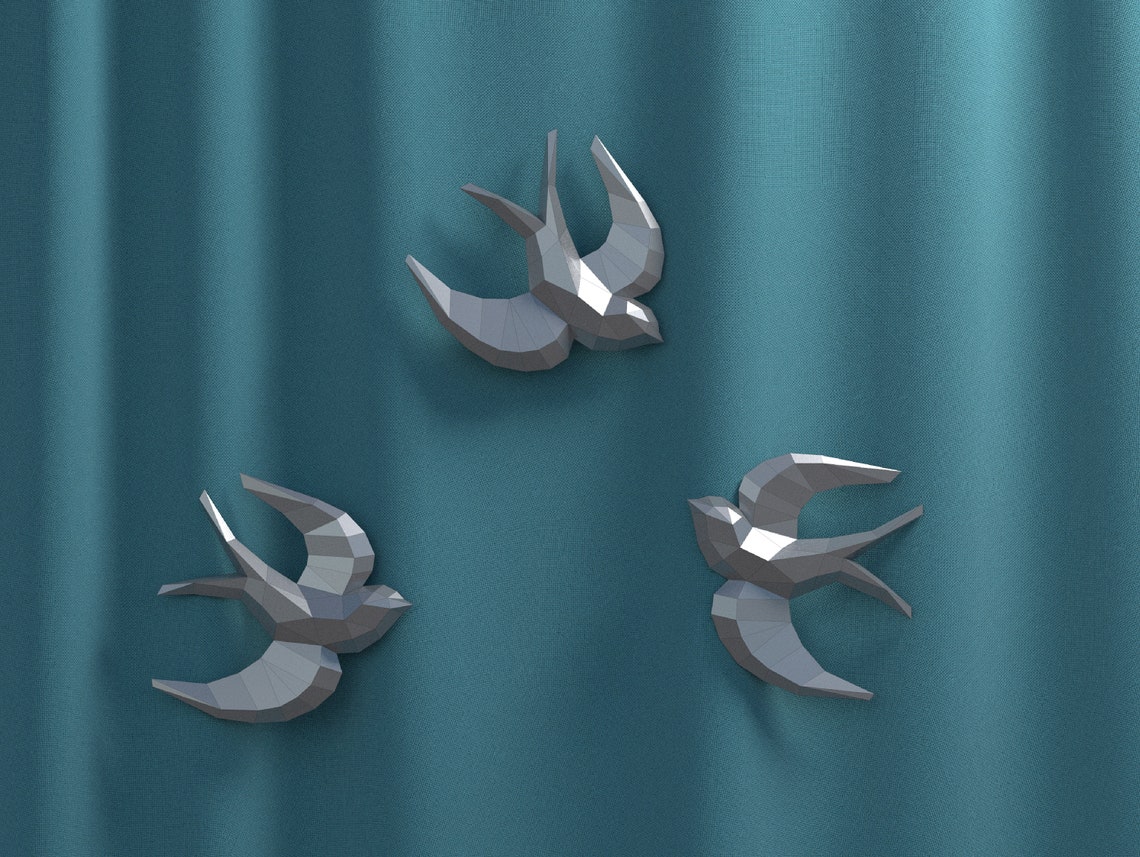 Papercraft 3D Swallow Bird Digital Template for DIY Wall Decoration ...
