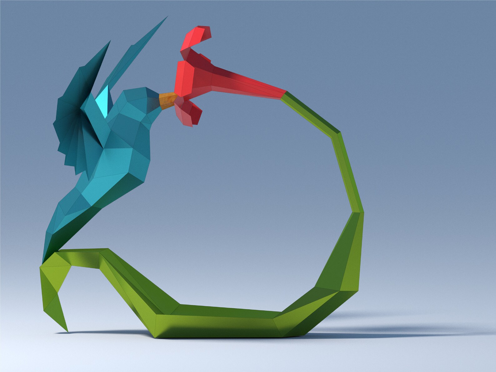 Papercraft 3D Hummingbird Template, SVG Template, Origami Paper Bird ...