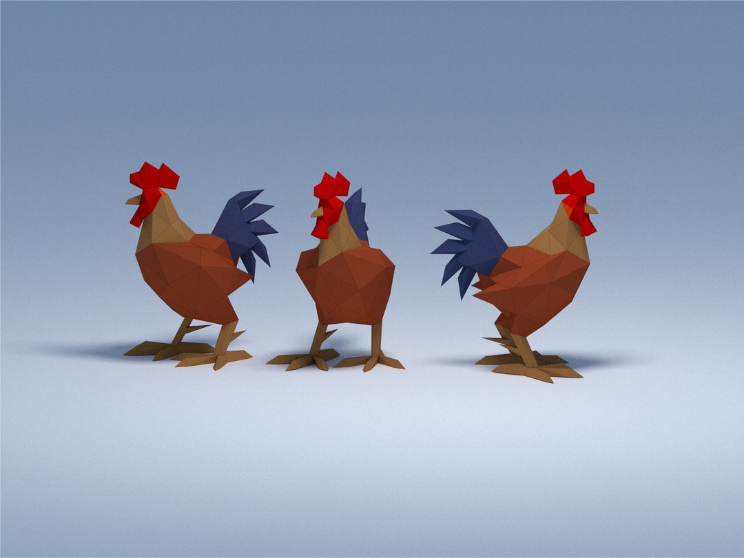 3d Papercraft Rooster PDF Template, DIY Rooster, 3D Origami, Paper Cock ...