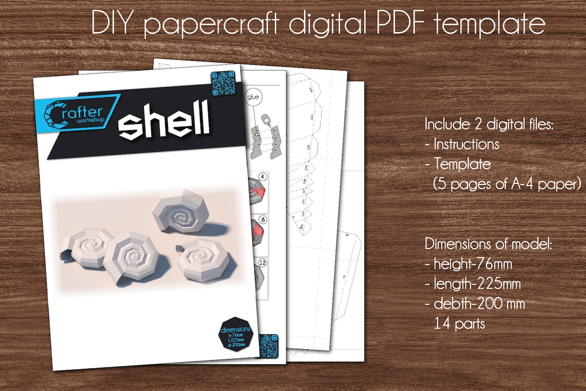 Papercraft PDF Template for Sea Shell, Origami, Paper, Sculpture ...
