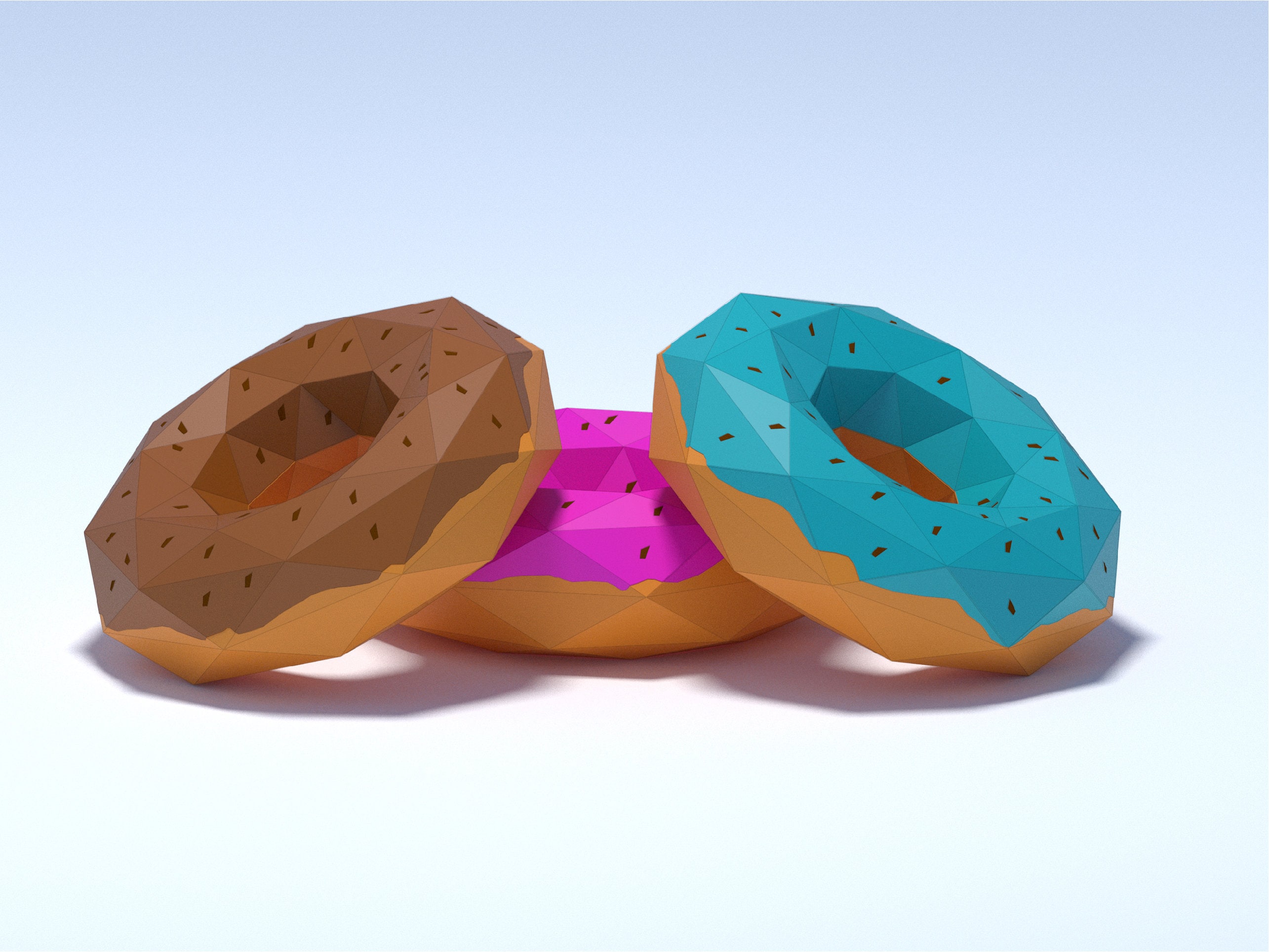 3D Papercraft Donut PDF Template, DIY Donut, Low Poly Paper Food, SVG ...