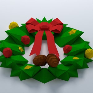 3d Papercraft Christmas Wreath, Pepakura Pdf, Svg Wreath Template, DIY ...