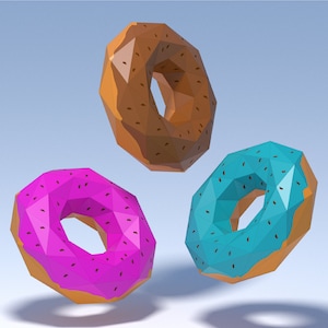 3D Papercraft Donut PDF Template, DIY Donut, Low Poly Paper Food, SVG ...
