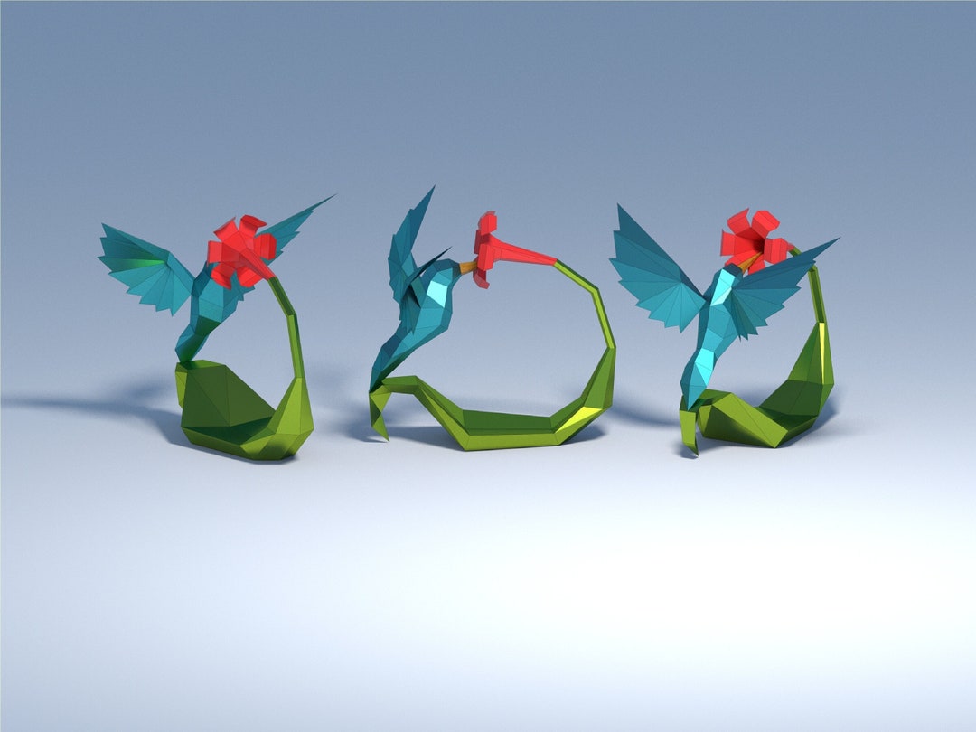 Papercraft 3D Hummingbird Template, SVG Template, Origami Paper Bird ...
