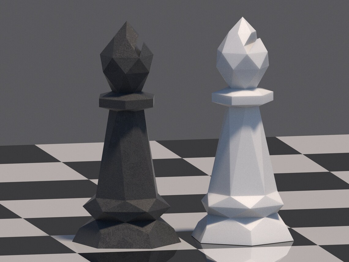Papercraft Chess Bishop Figure PDF Template for DIY 3D | Etsy