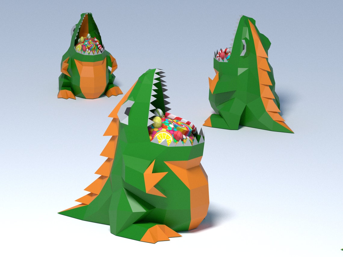 Papercraft 3d Dinosaur, Papercraft PDF Template for Dinosaur Box ...