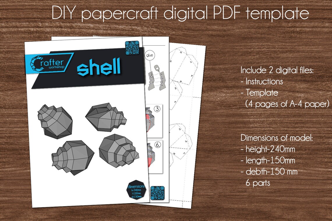 Papercraft PDF Template for Sea Shell Origami Paper | Etsy