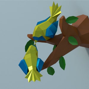 Papercraft 3D Birds on a Branch Template, SVG Bird Template, Origami ...