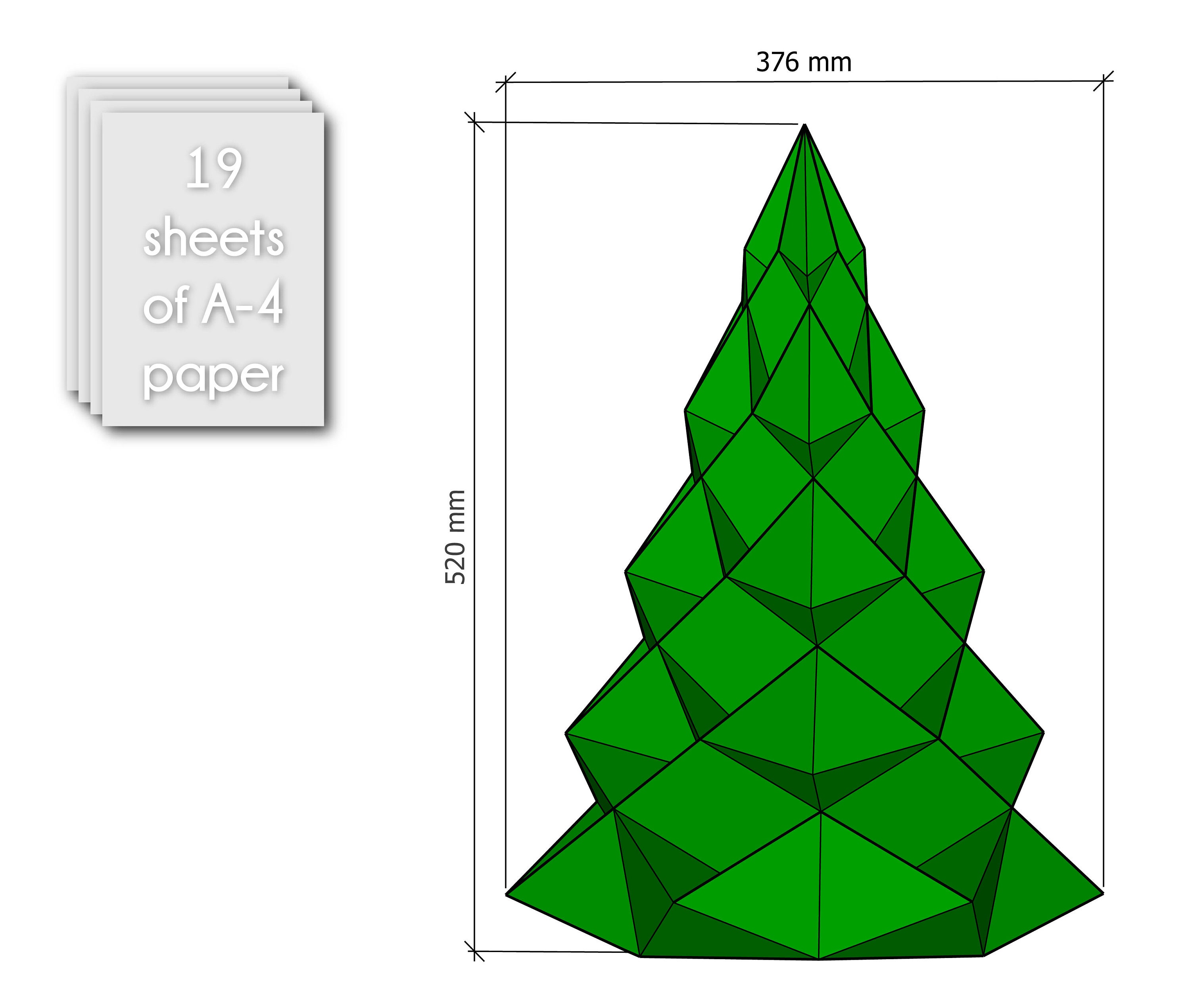Papercraft Christmas Tree, Low Poly Christmas Tree Template, New Year ...