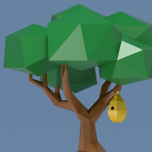 3d Papercraft Tree Template, Low Poly Paper Tree Template,diy Origami ...