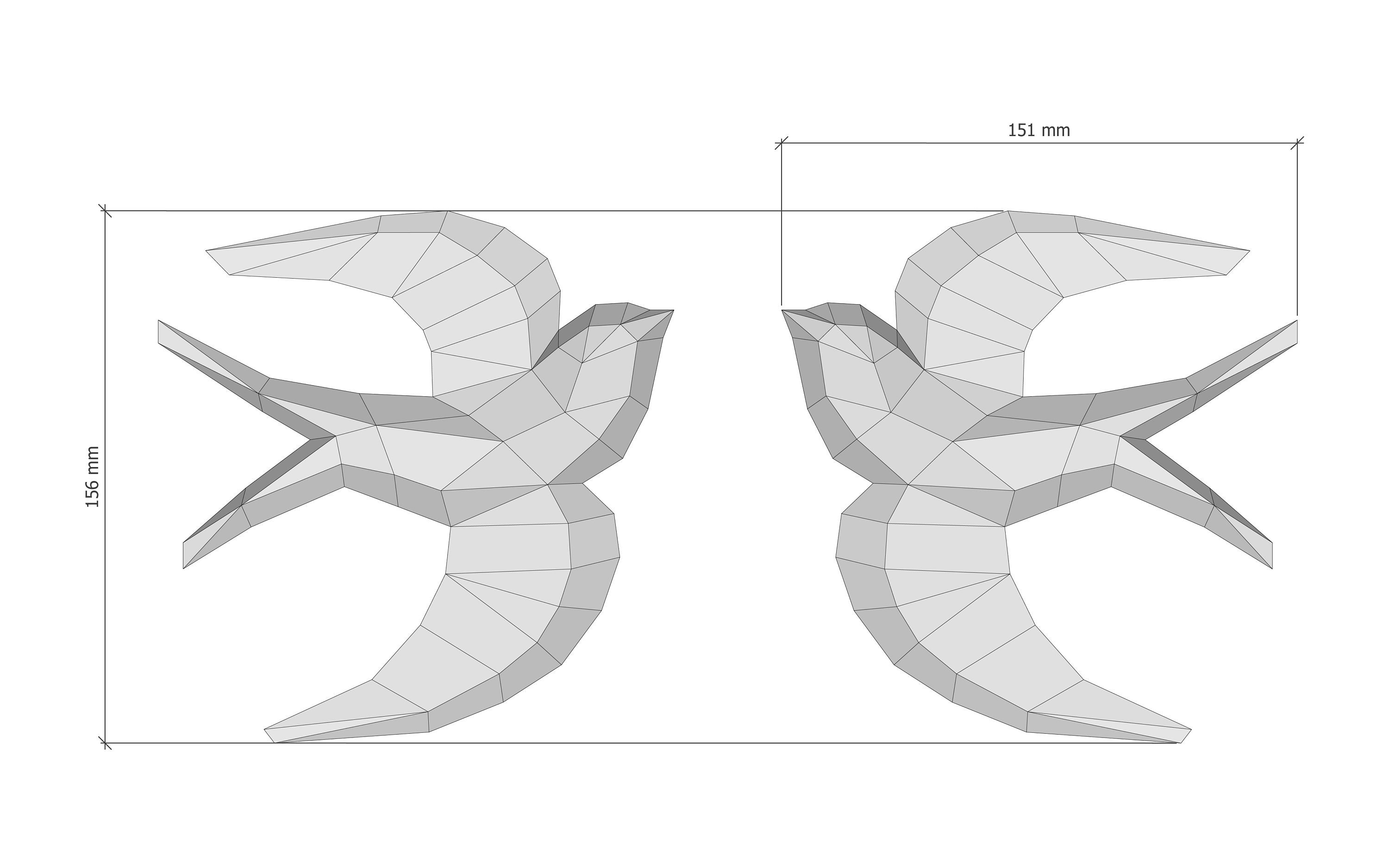 Papercraft 3D Swallow Bird Digital Template for DIY Wall Decoration ...