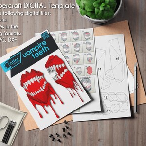 Papercraft 3d Halloween Vampire Teeth PDF Template, DIY Halloween ...