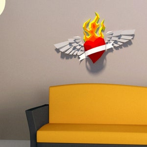 Papercraft Heart, Paper Winged Heart, Heart Template, PDF Heart With ...