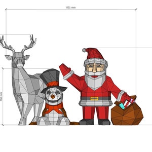 3D Papercraft Santa Snowman and Reindeer for Decorating the Christmas ...