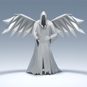 Papercraft Halloween Ghost With Wings, Low Poly Winged Angel Template ...