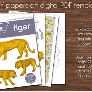 Tiger Papercraft Digital PDF Template, for DIY, 3D Origami, Paper ...