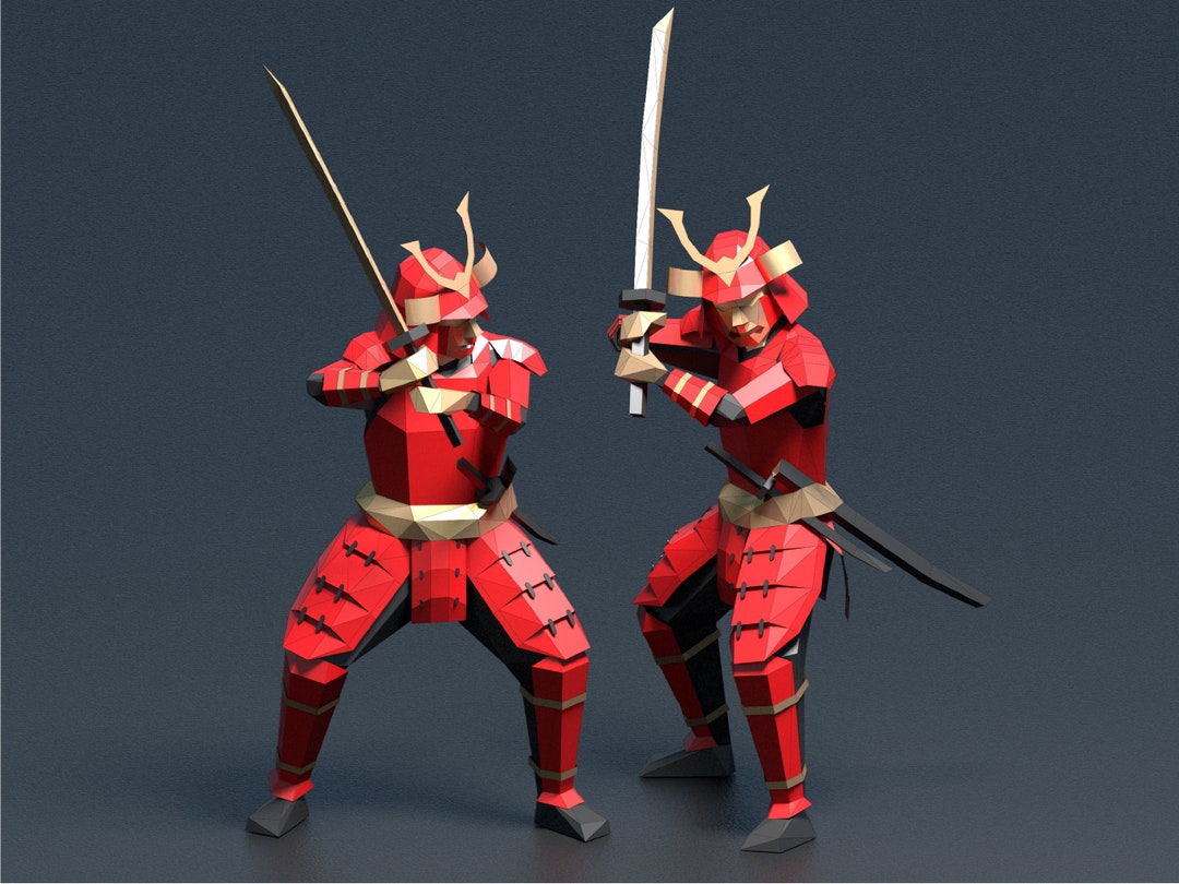 Papercraft 3d Samurai Warrior Figurine Digital PDF Template, Low Poly ...